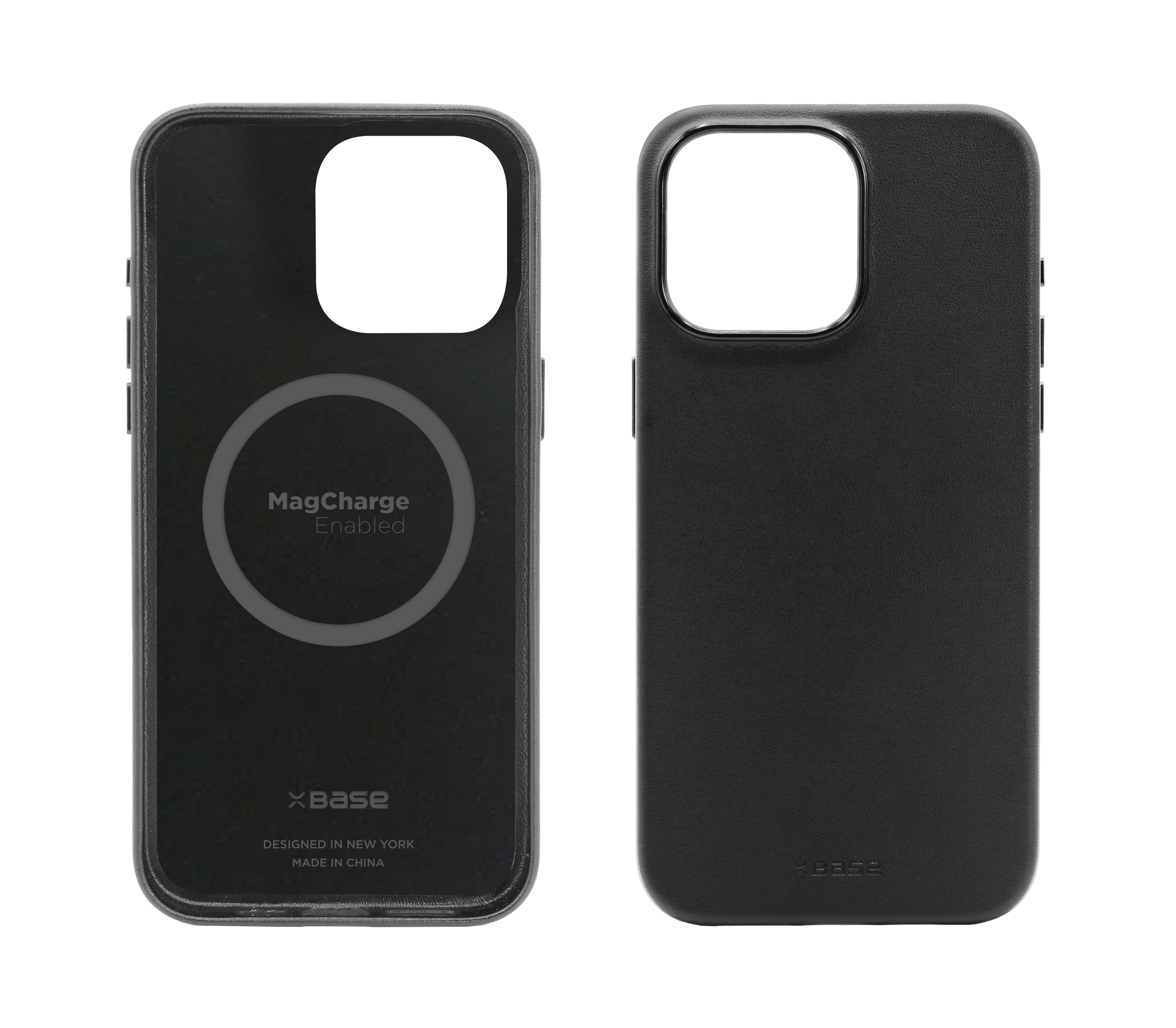 Base MagSafe Compatible Vegan Leather Case For iPhone 14 Pro Max (6.7) - Black - IP22P6.7LTM-BK