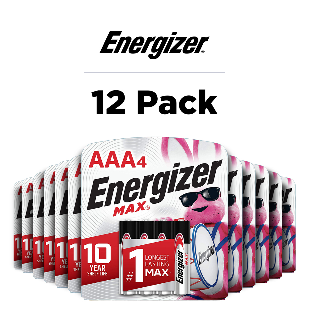 Energizer AAA Alkaline Batteries 4 Pack - Carton of 12 - BEA-AAA-4PK-IC