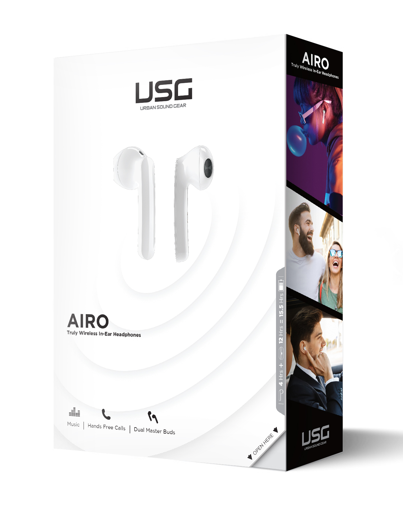 USG - Airo True Wireless Bluetooth White Earbuds - USG-AIRO-WT