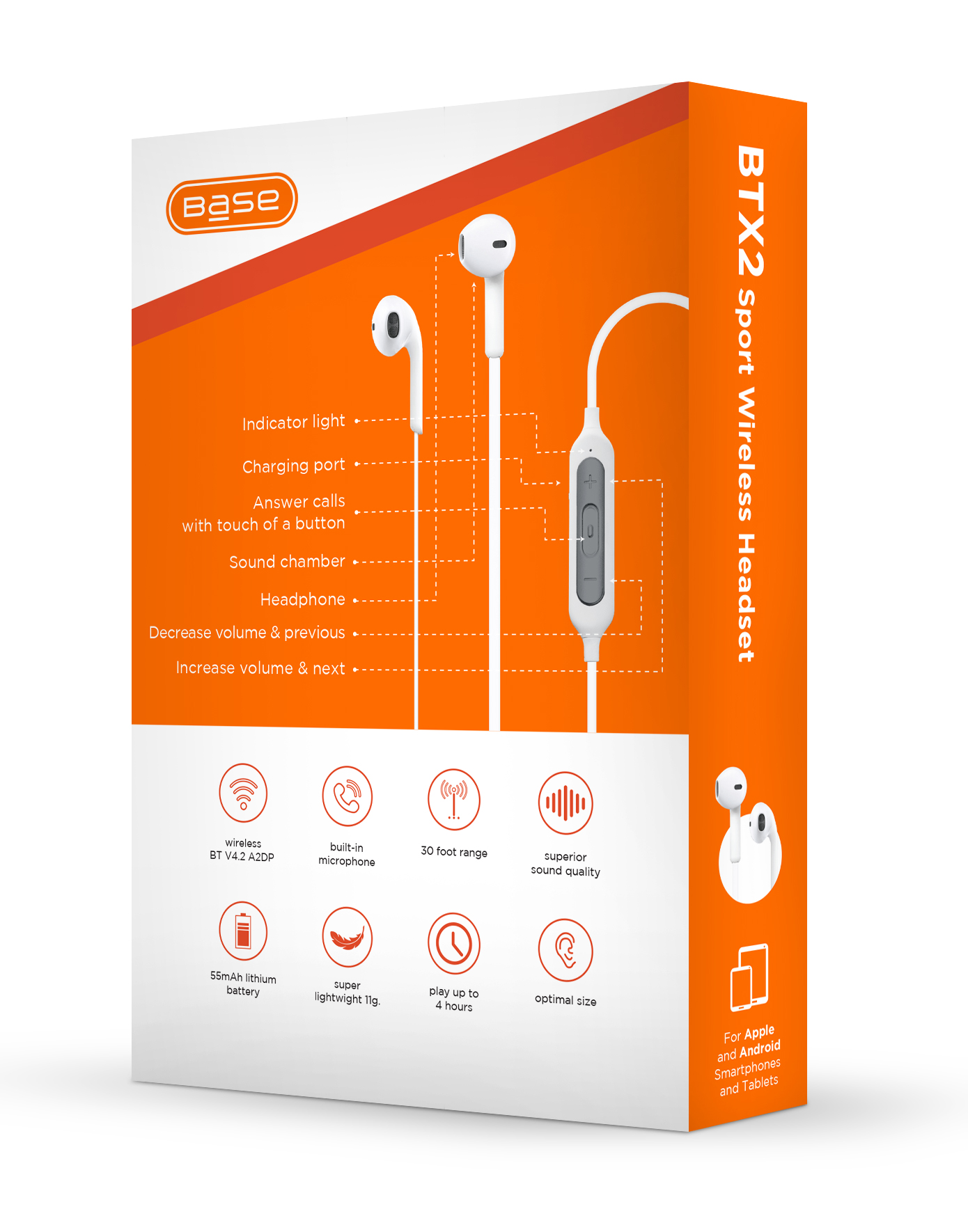 Base Sport Bluetooth Stereo Headset - White - BTX2-WT