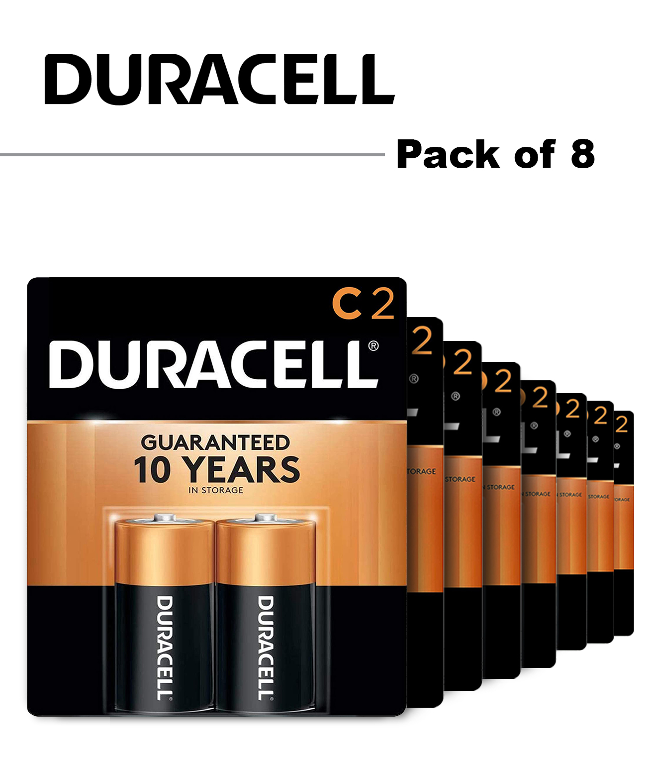 Duracell C Alkaline Batteries 2 Pack - Carton of 8 - BDA-C-2PK-IC