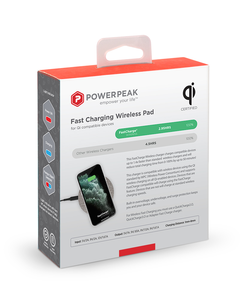 PowerPeak Aluminum 15W wireless Fast Charging Wireless Pad - PP-QIP15W