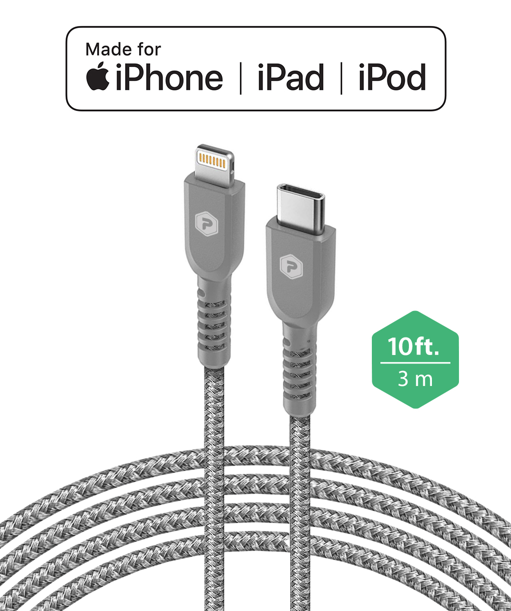 PowerPeak 10ft USB-C to Lightning Cable - Silver - PP-LGTUSBC-10FT-SL