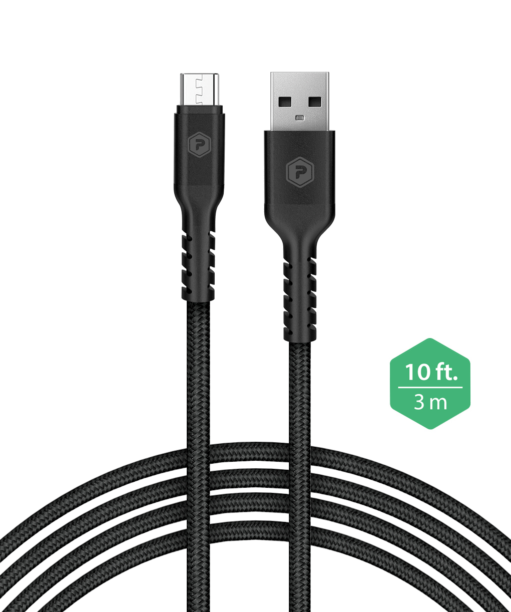 PowerPeak 10ft. Braided Nylon Metallic Micro USB Charge & Sync Cable ...