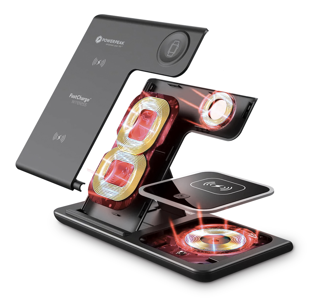PowerPeak 3 in 1 Wireless Charging Station - Foldable - PP-QIWS3
