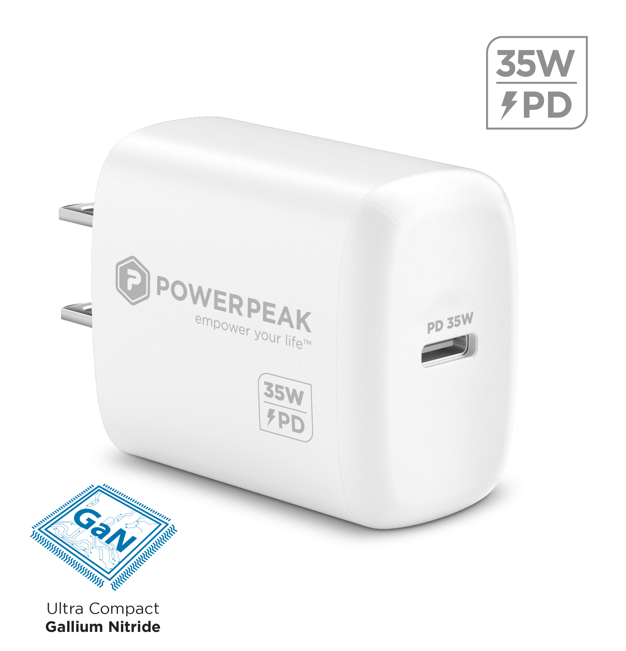 PowerPeak 35W USB-C Power Adapter PD {GAN Technology} - PP-TCPD30W