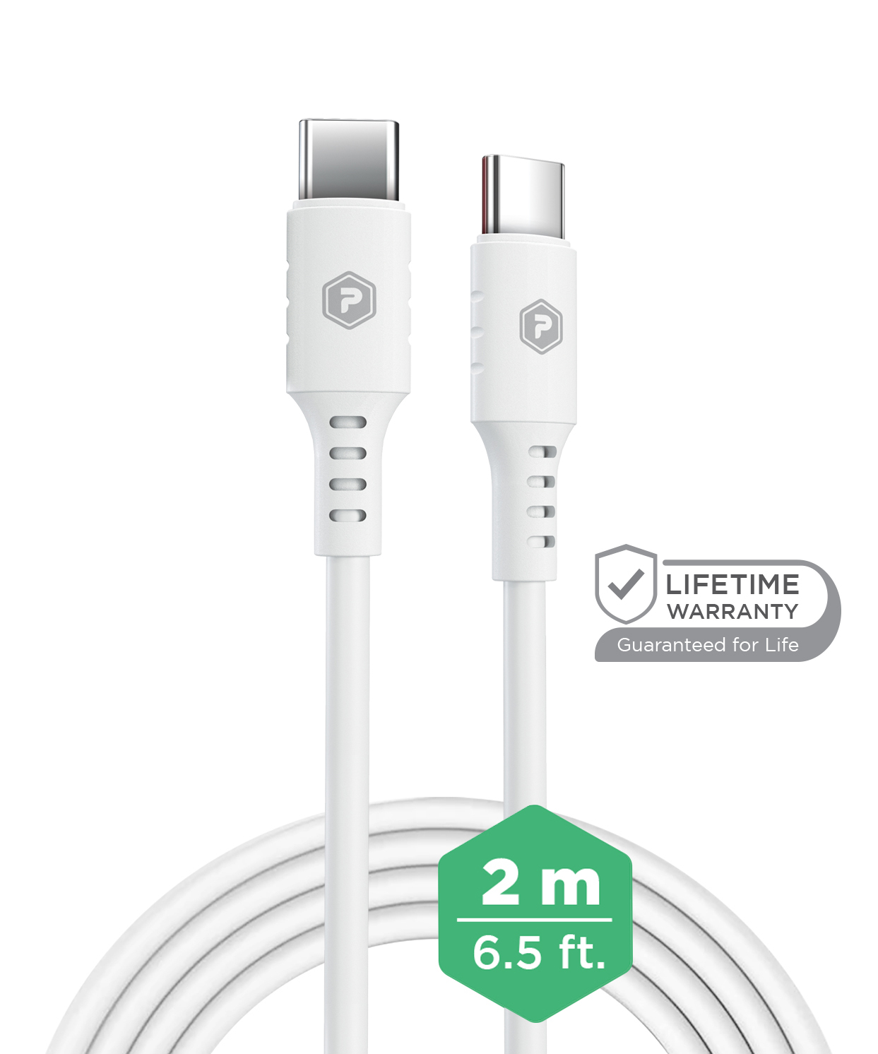 PowerPeak ECONOMY - Type C to C 6FT Cable - White {60W} - PP-ETYC-TYC-2M-WT