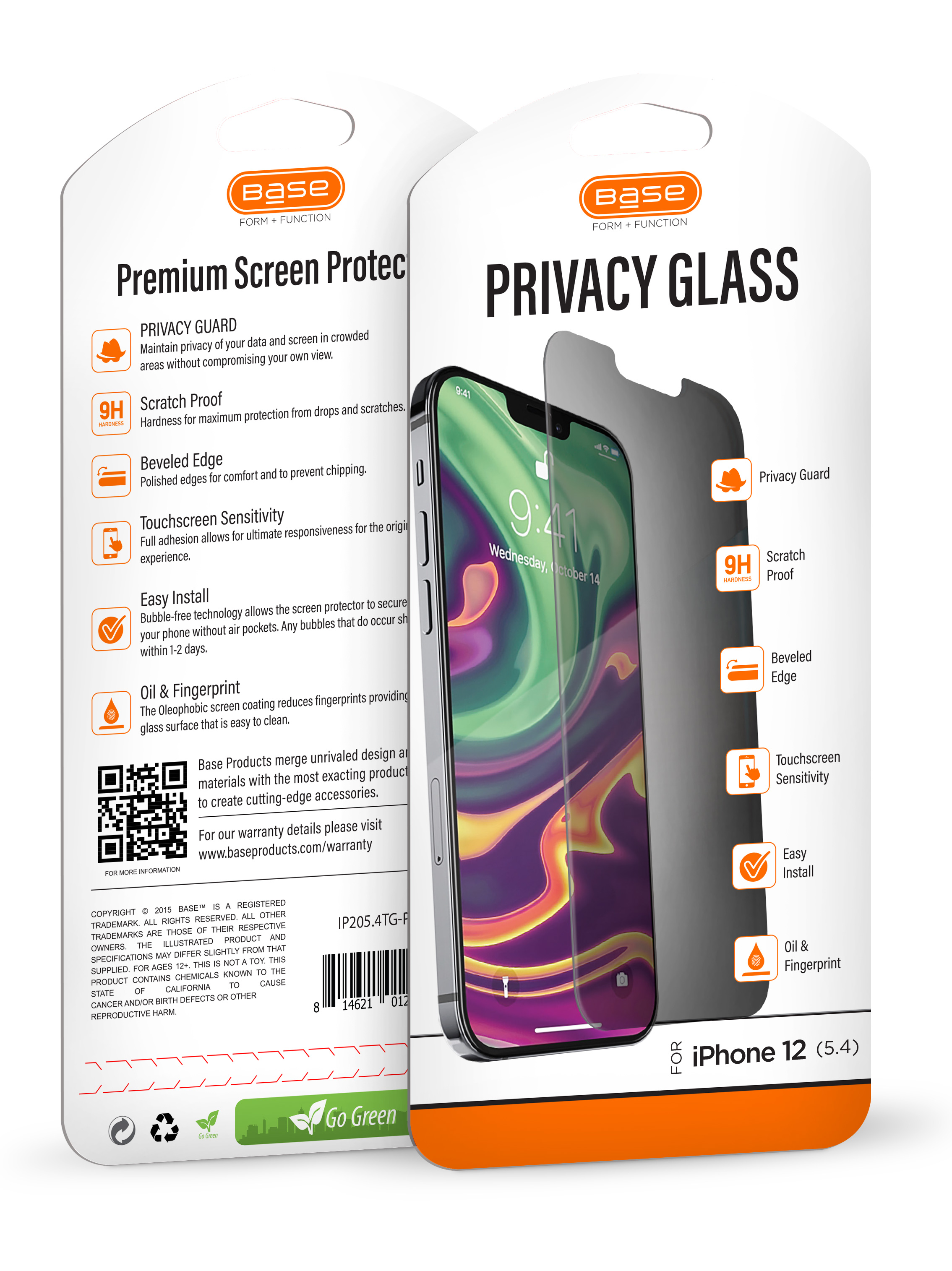 BASE PRIVACY TEMPERED GLASS SCREEN PROTECTOR FOR iPhone 12 Mini (5.4 ...
