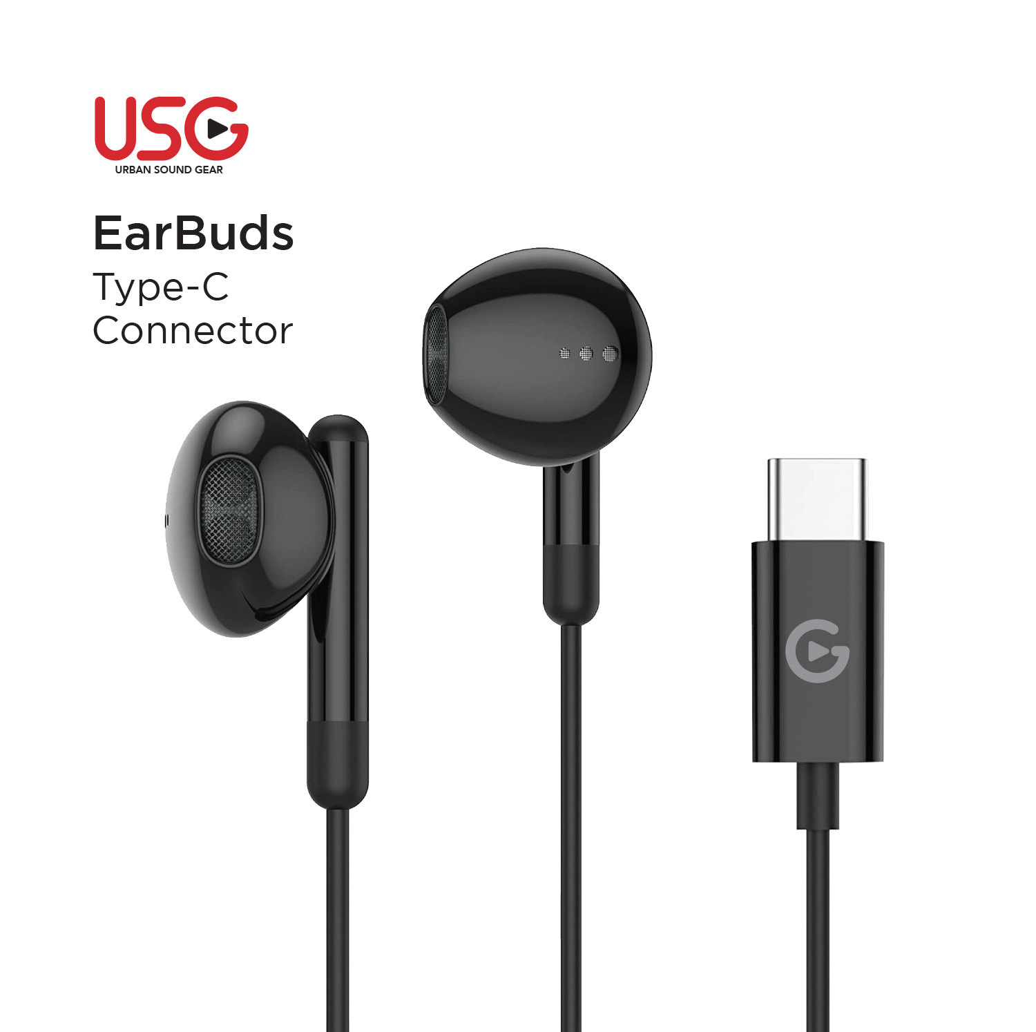 Urban Sound Gear Type C Headphone - Black - USG-HSTYC-BK