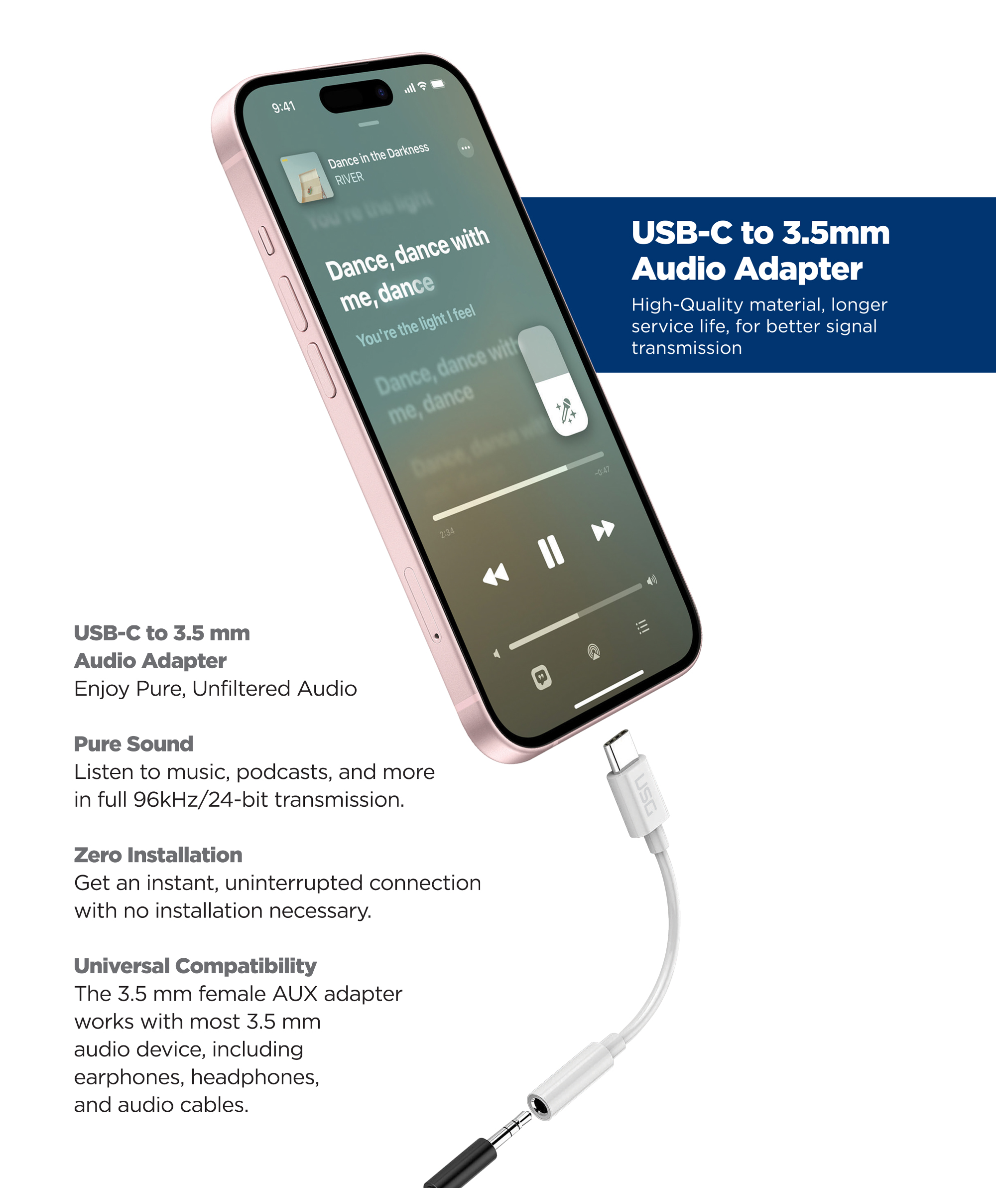 Urban Sound Gear USB-C to 3.5 mm Audio Jack - USG-TYC-3.5MM