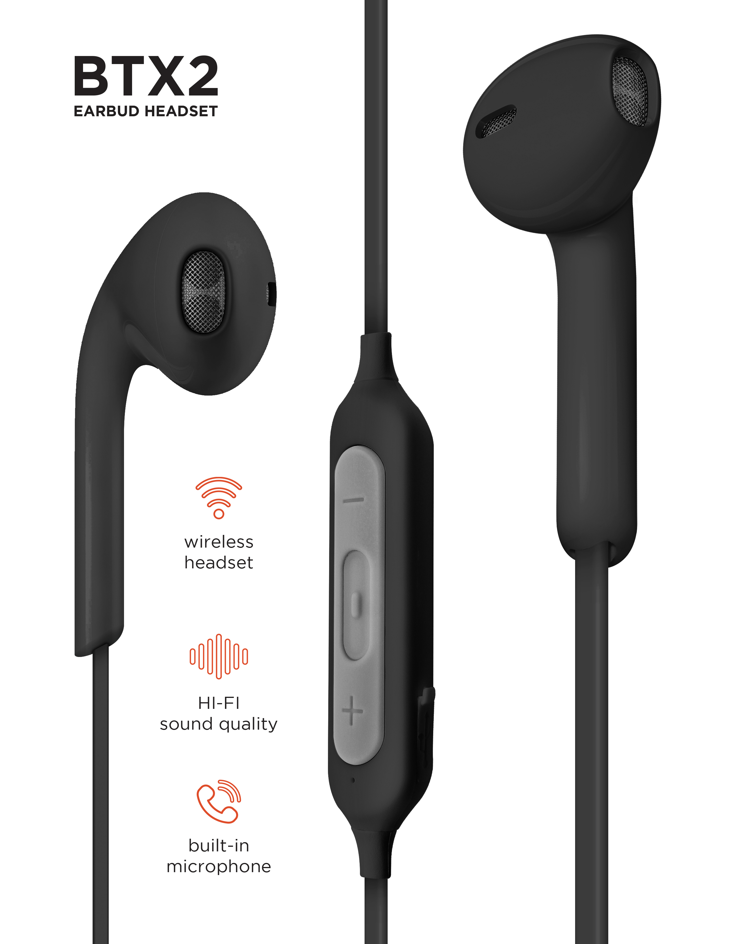 Base Sport Bluetooth Stereo Headset - Black - BTX2-BK