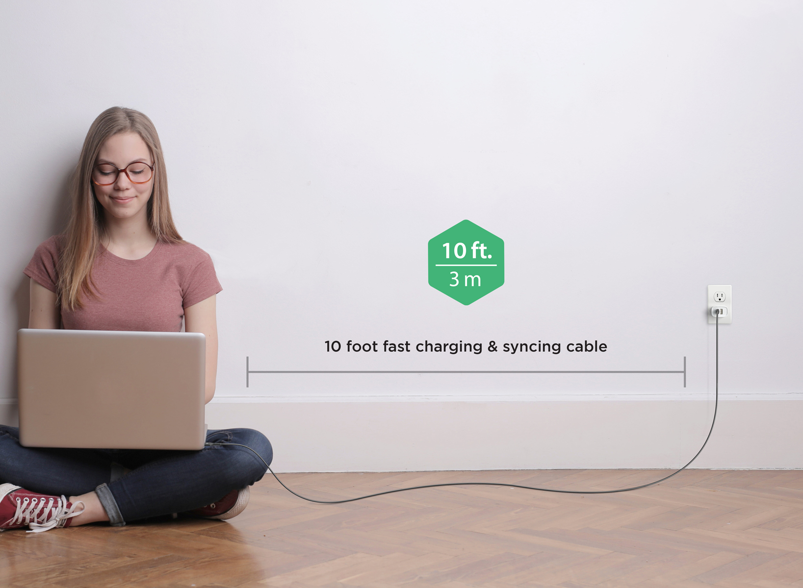 PowerPeak 10ft. Braided Nylon USB Type-C to Type-C Charge & Sync Cable ...