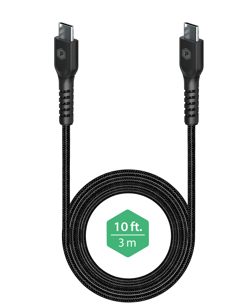 PowerPeak 10ft. Braided Nylon USB Type-C to Type-C Charge & Sync Cable ...
