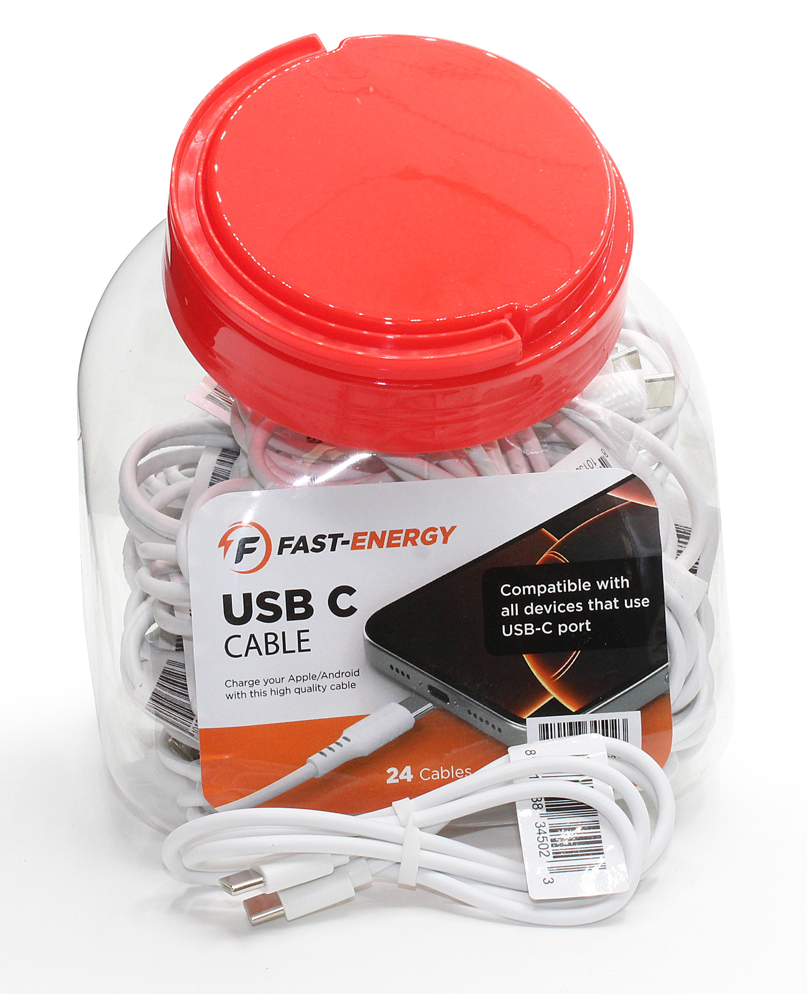 Fast Energy TYPE C To C 3 ft Cable - Display Jar { 24 cables} - FE-TYC ...