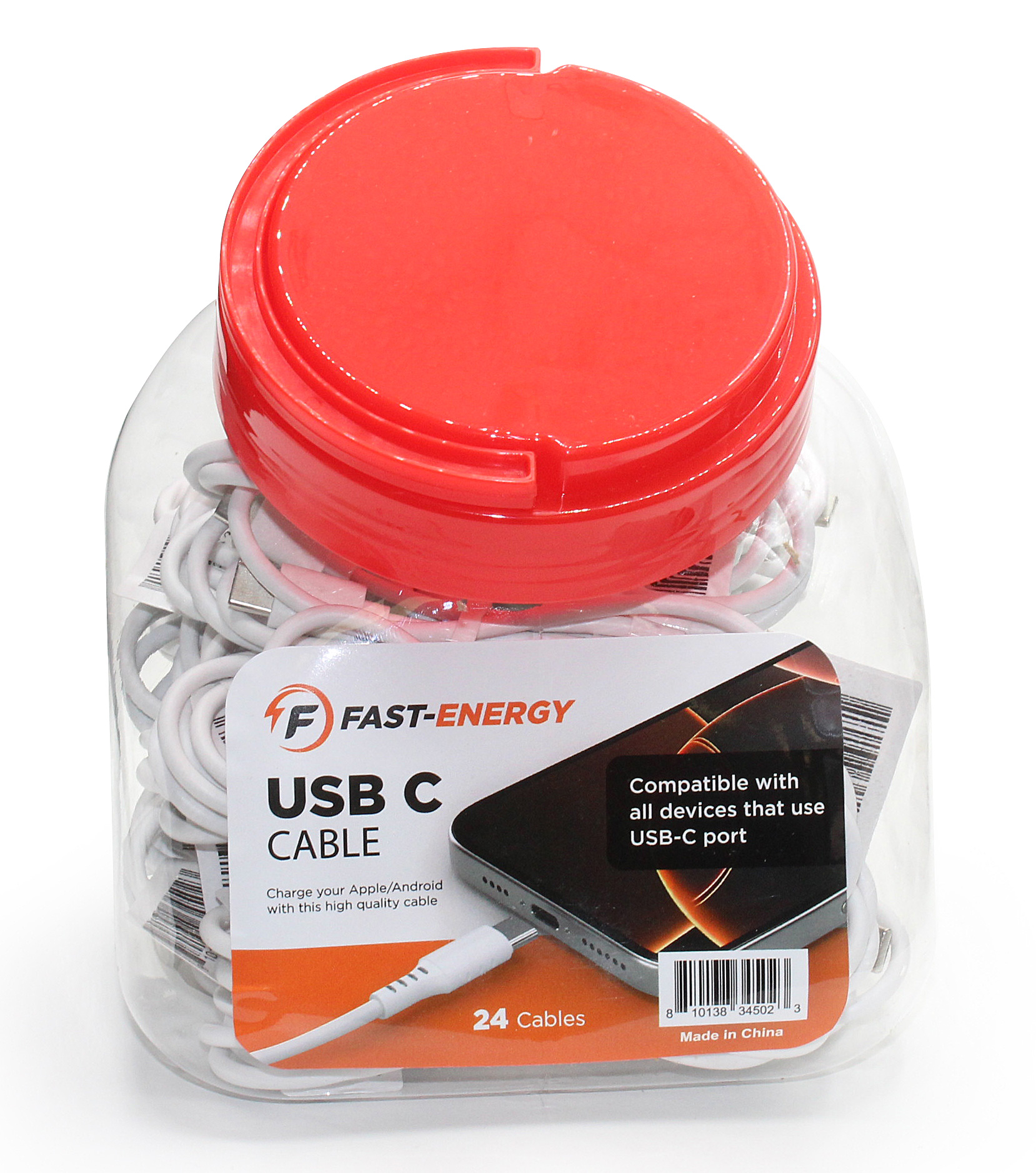 Fast Energy TYPE C To C 3 ft Cable - Display Jar { 24 cables} - FE-TYC ...